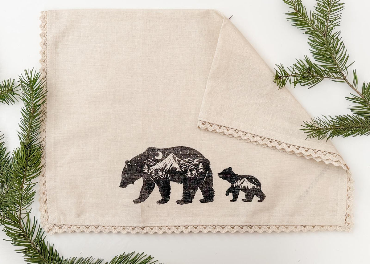 Mama & Cub Linen Tea Towel – Your Green Kitchen